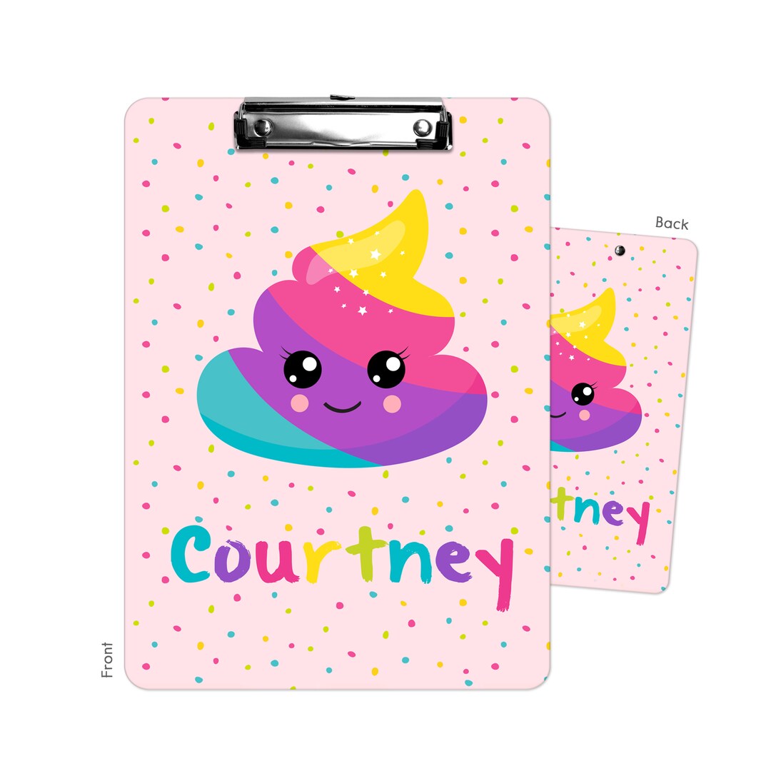 Rainbow Poop Emoticon Personalized Clipboard Back to School Supplies ...
