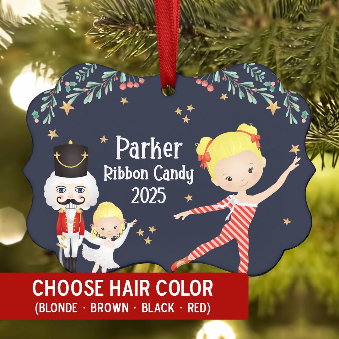 Nutcracker Ribbon Candy Cane Sweet Peppermint Christmas Ornament ...
