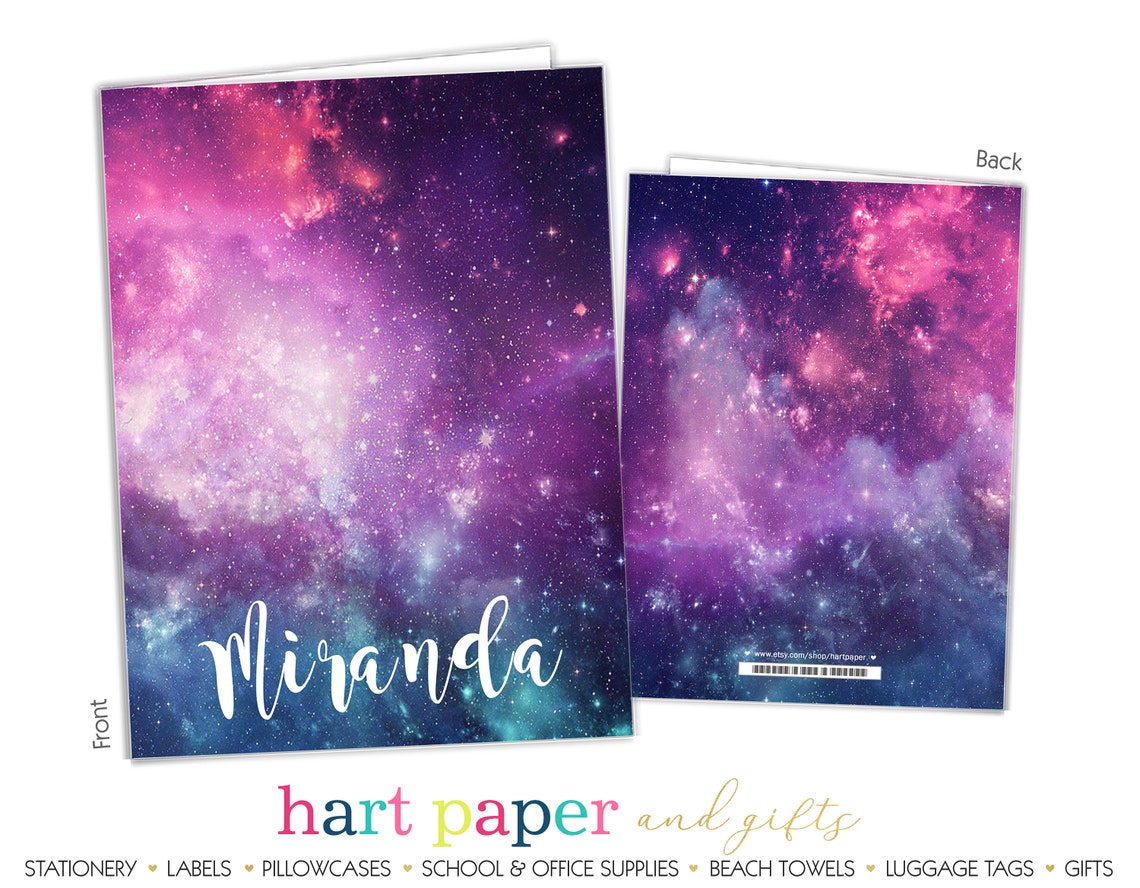 Galaxy Space Stars Personalized Folder 2 Pocket Back to | Etsy