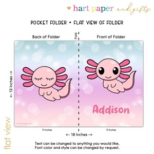 Axolotl Fish Rainbow Personalized Folder 2 Pocket Back to School ...