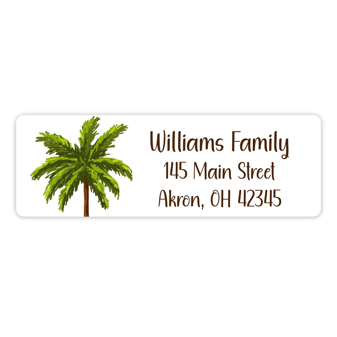 Palm Tree Beach Ocean Return Address Labels • Personalized Custom Favor ...