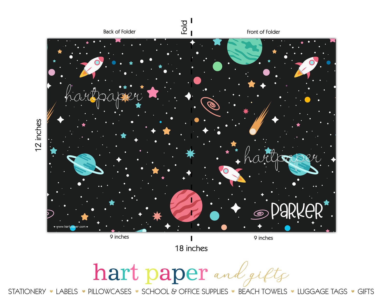 Planets Solar System Outer Space Personalized Folder 2 Pocket | Etsy