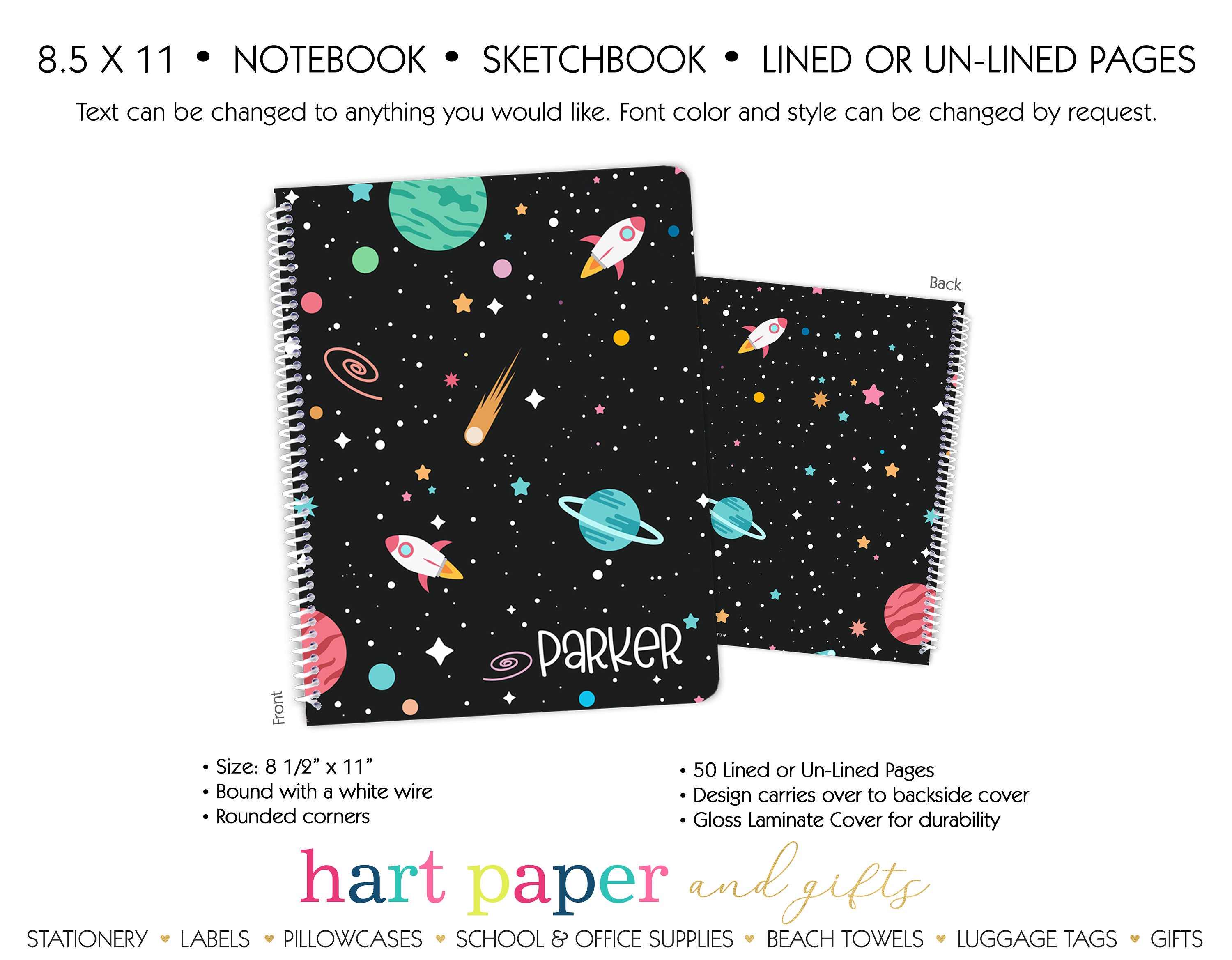 Outer Space Planets Solar System Personalized Notebook - Etsy