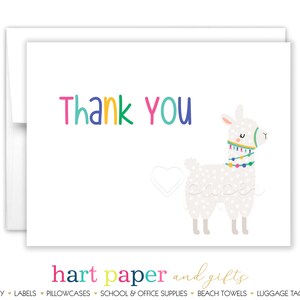Llama Alpaca Thank You Personalized Cards Folded Flat Card Stationery ...