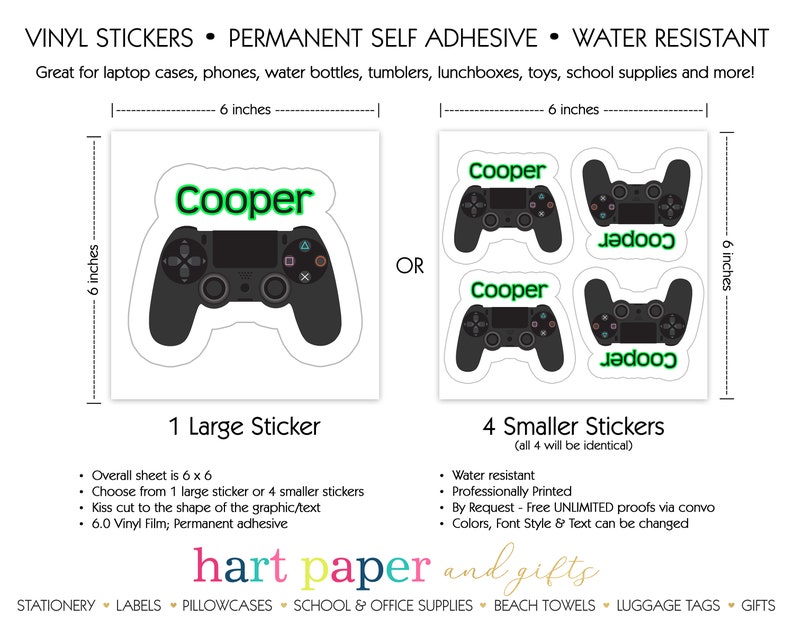 Video Game Gamer Vinyl Stickers Personalized Decal Label Back to School ...