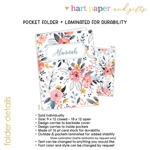Flowers Personalized Folder 2 Pocket Back to School Supplies Custom ...