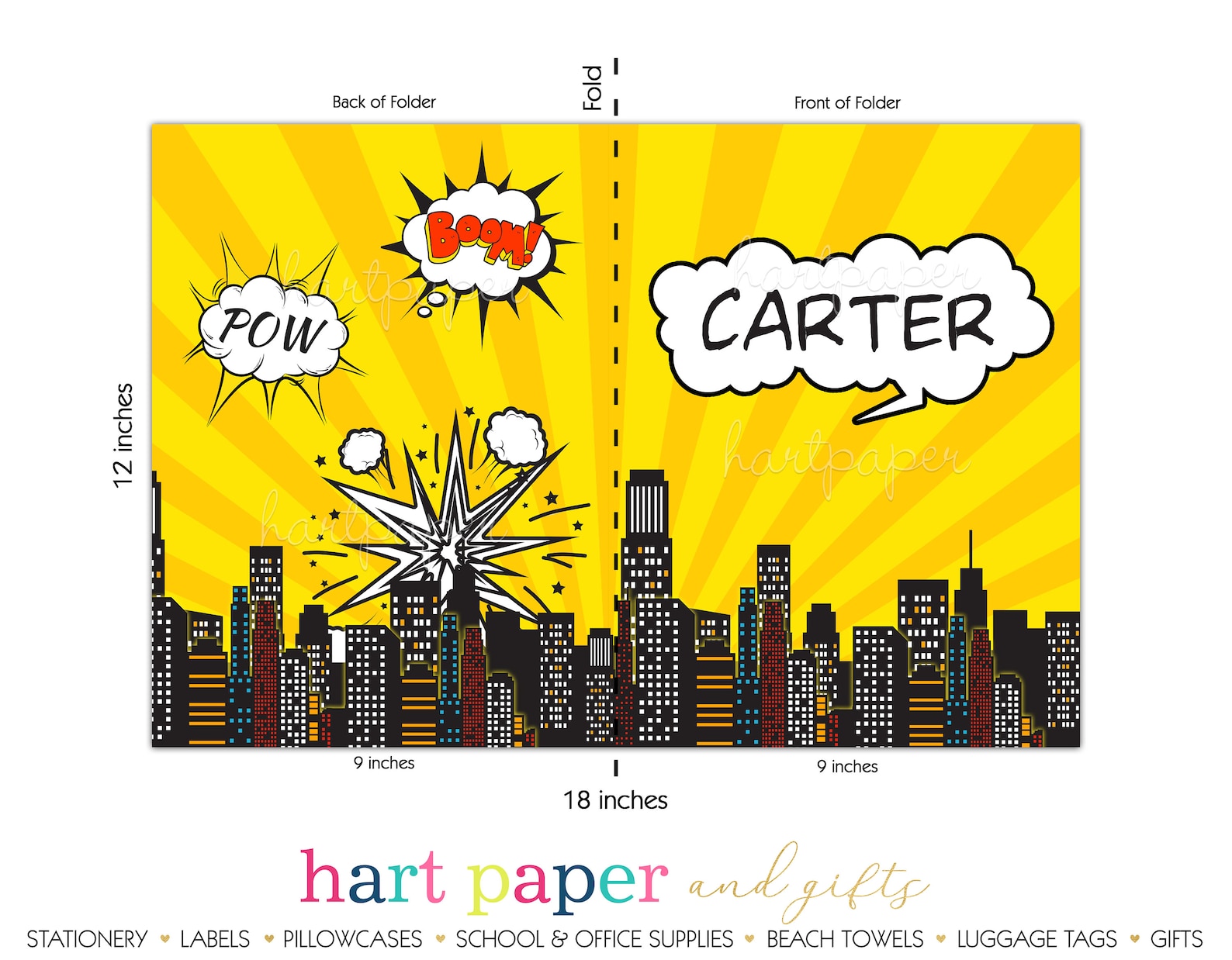 Superhero Super Hero Personalized Folder 2 Pocket Back to | Etsy