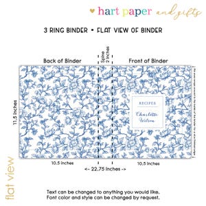 Blue Chinoiserie Recipe 3 Ring Binder Personalized Custom Flowers ...