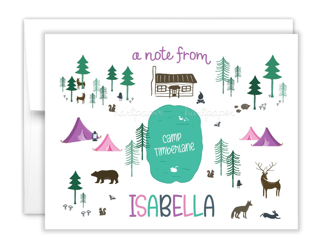 Lake Cabin Camp Camping Note Personalized Cards Summer Cheer - Etsy