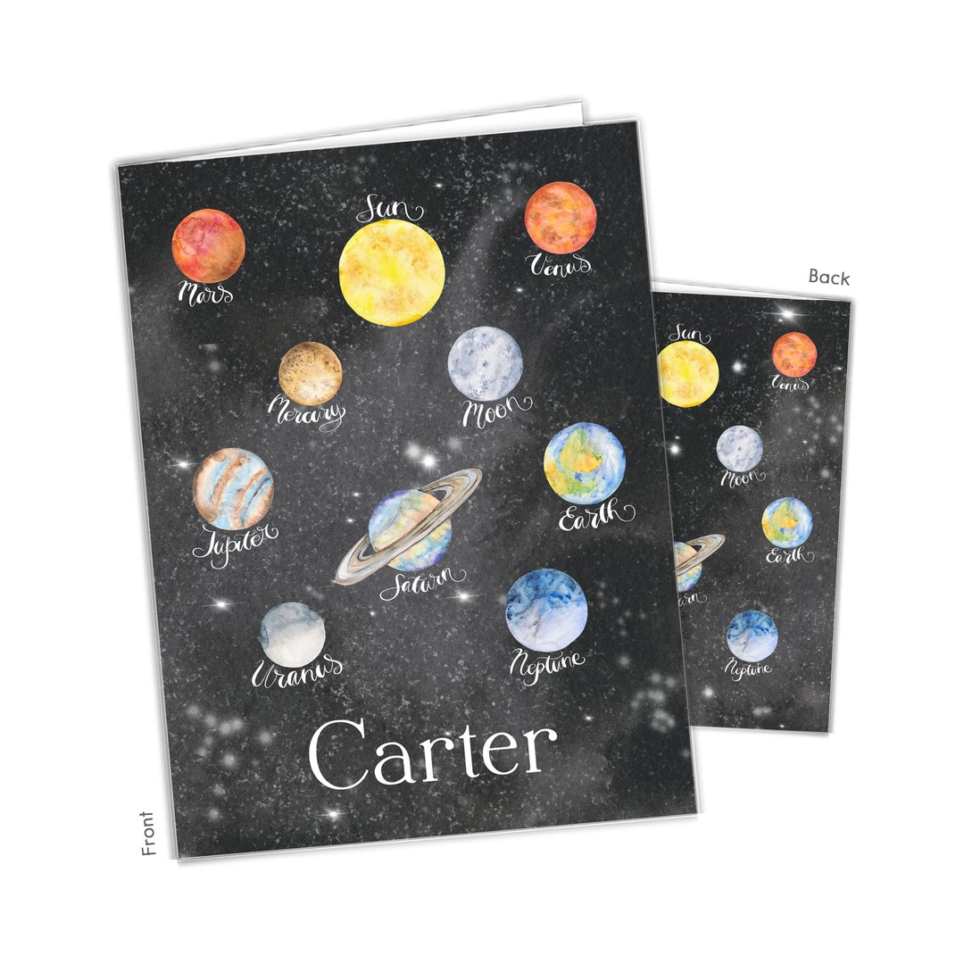 Planets Solar System Outer Space Personalized Folder 2 Pocket Back to ...