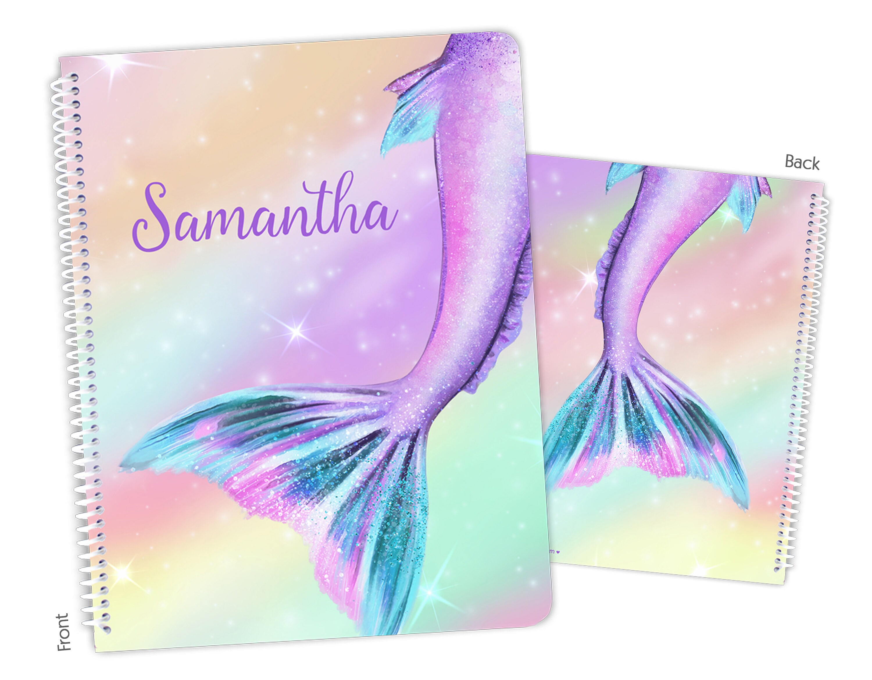 Rainbow Mermaid Personalized Notebook Sketchbook Custom - Etsy