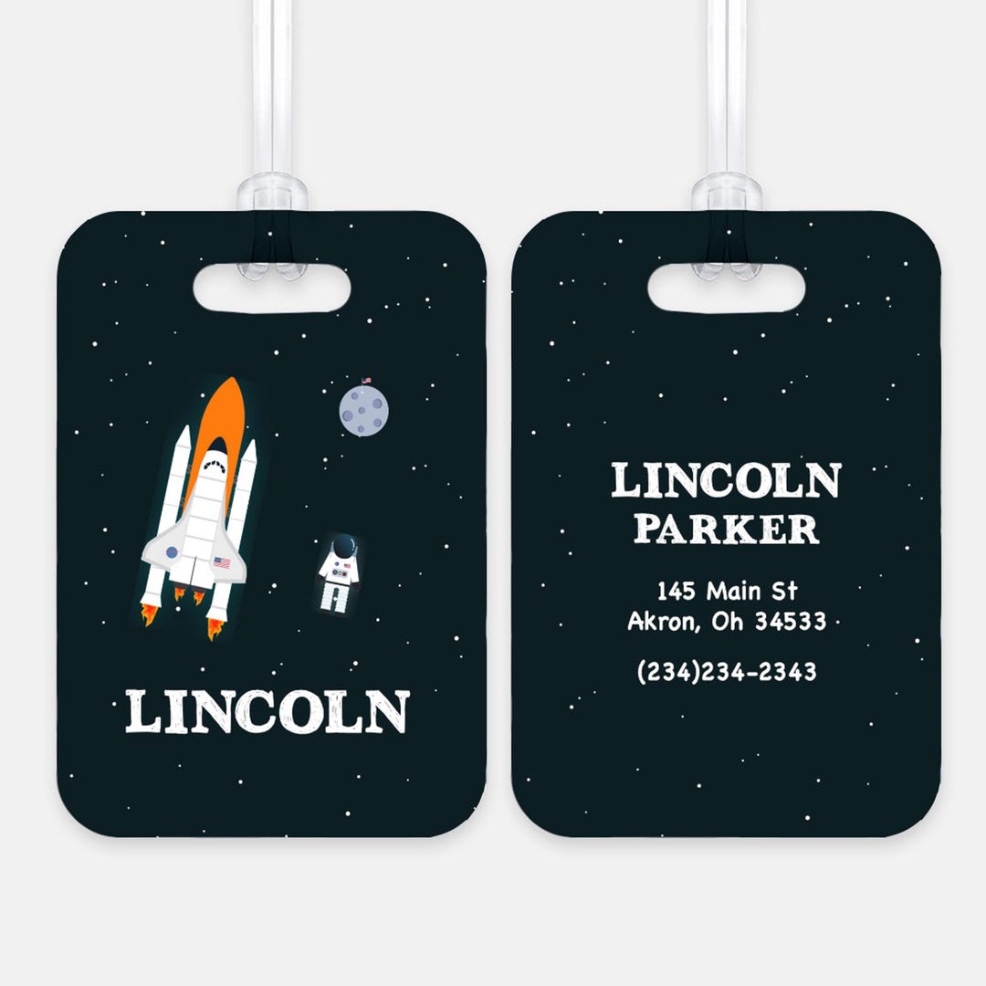 Space Shuttle Astronaut Rocket Personalized Luggage Bag Tag Plastic ...
