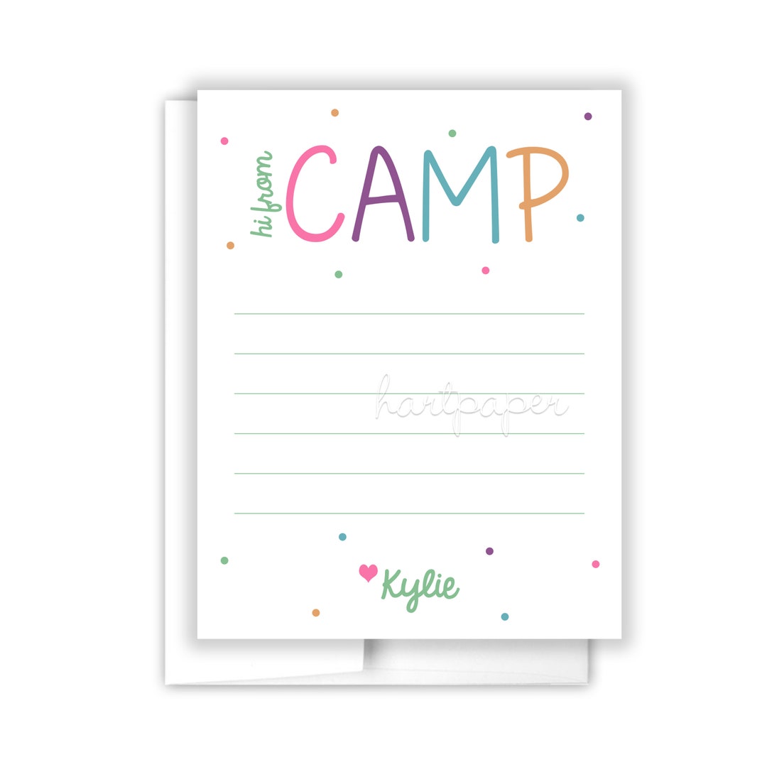 Hi From Camp Camping Note Personalized Cards Summer Cheer Scout Church ...