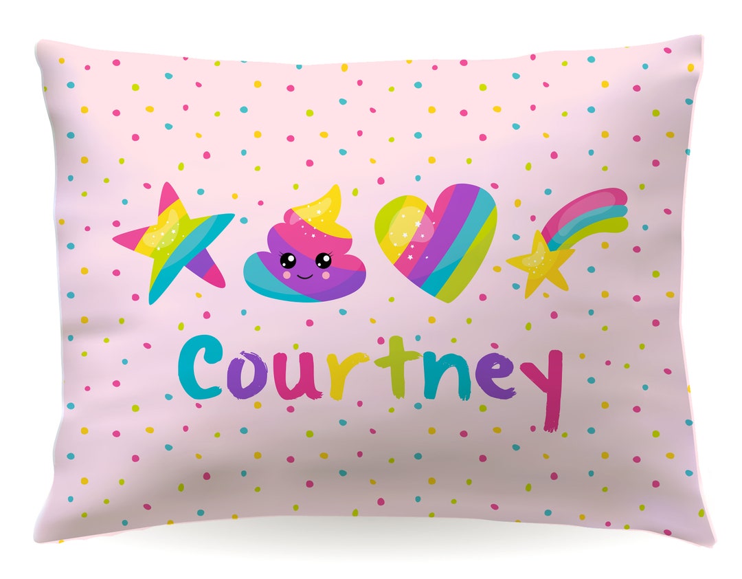 Personalized Rainbow Poop Stars Emoticon Pillowcase Heart - Etsy