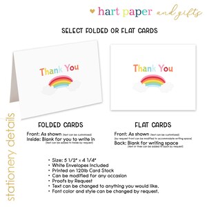 Rainbow Thank You Personalized Cards • Folded Flat Card Stationery ...