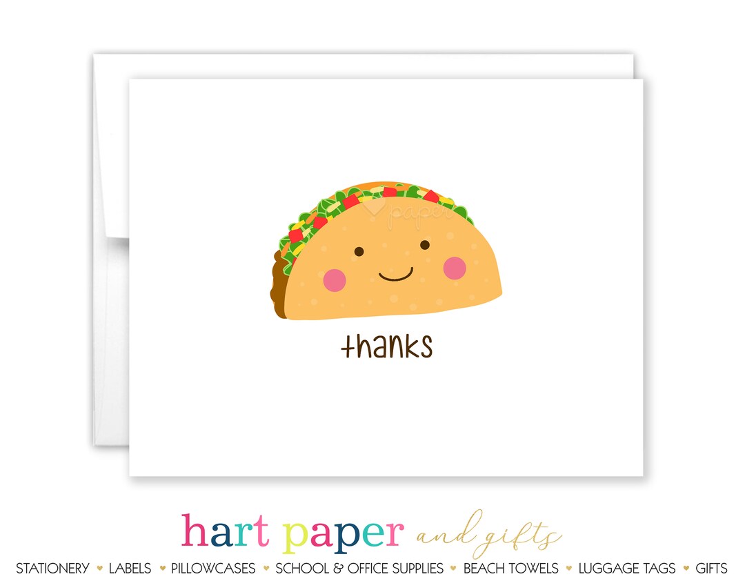 Taco Gracias Fiesta Food Thank You Personalized Cards Folded - Etsy