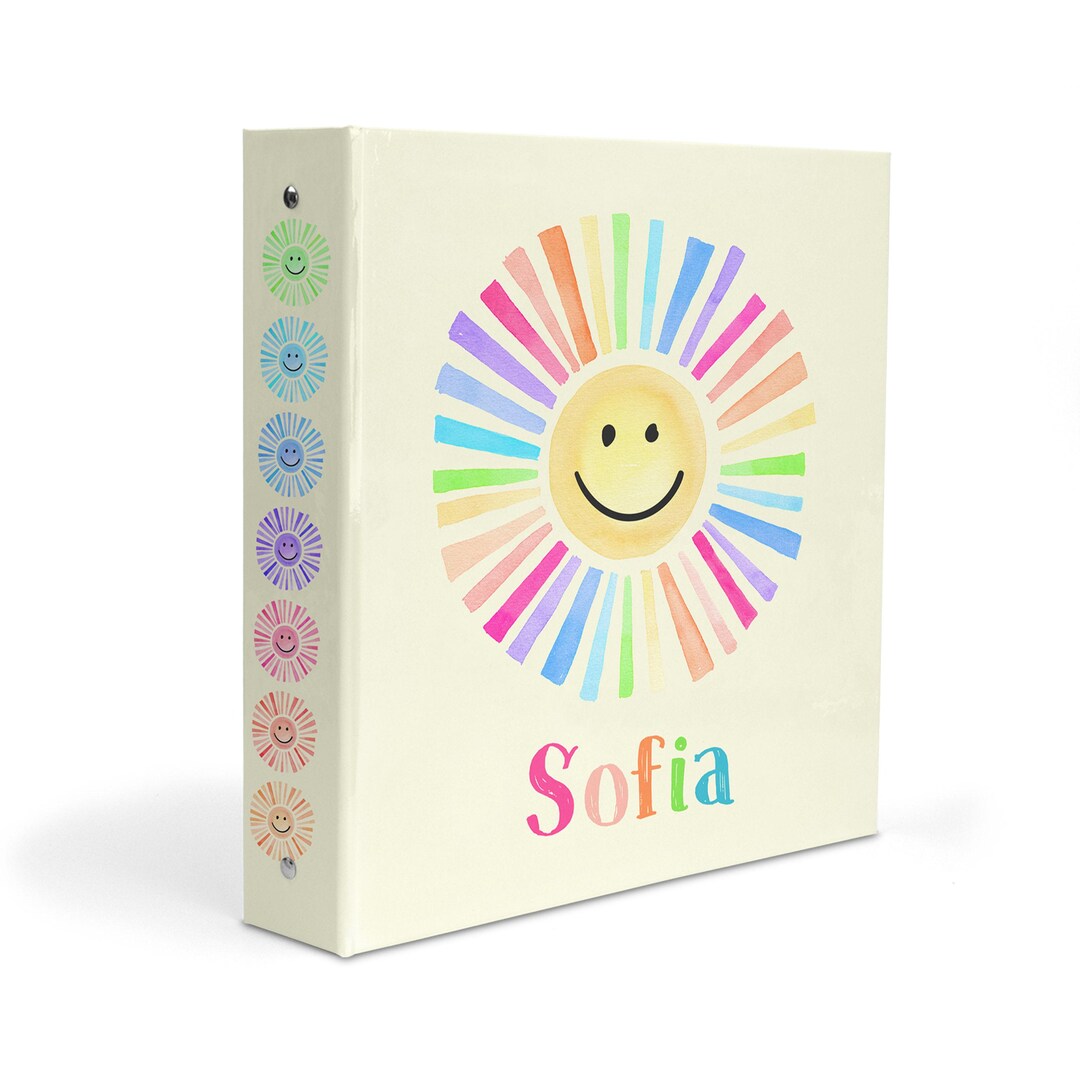 Rainbow Sunshine Sun 3 Ring Binder 2" Personalized Custom Gift Back to ...