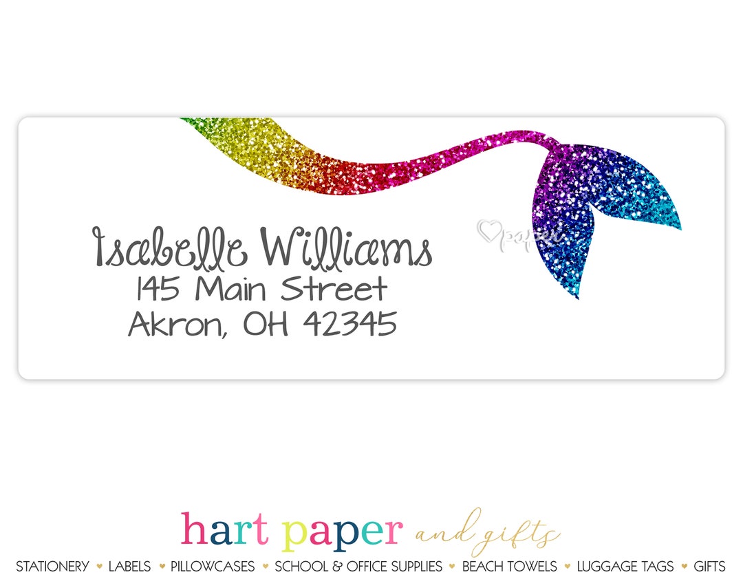 Mermaid Tail Return Address Labels Personalized Custom Printed Favor ...