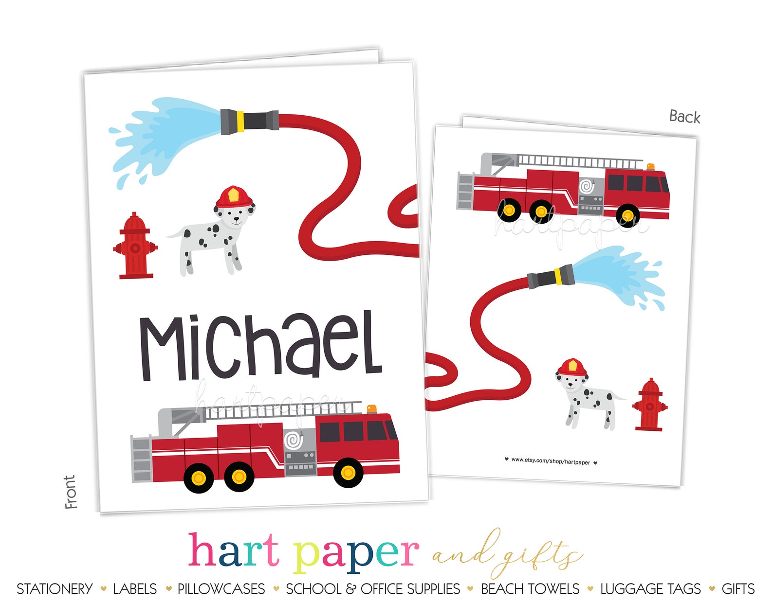 Firetruck Fire Truck Personalized Folder 2 Pocket Back to | Etsy