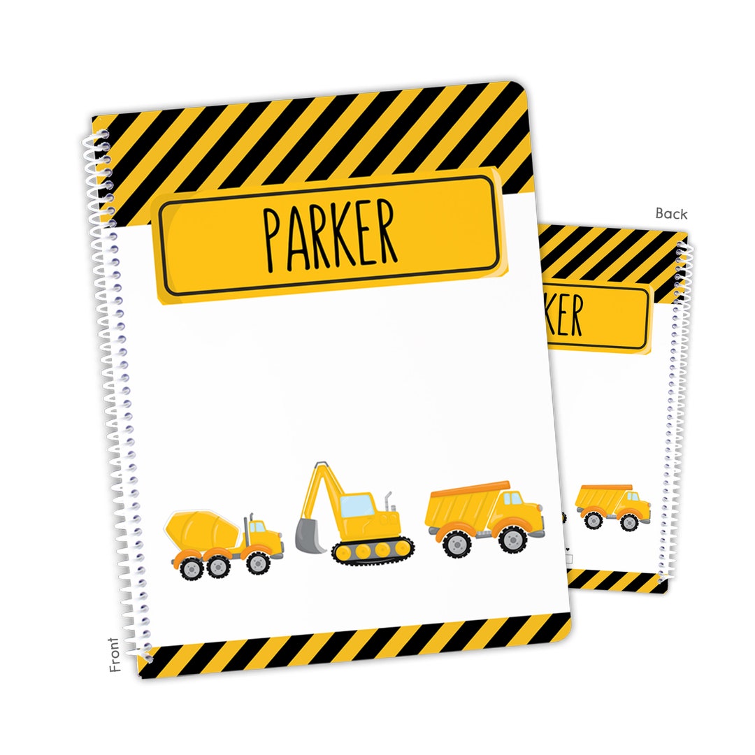 Construction Trucks Personalized Notebook Sketchbook • Custom Birthday ...