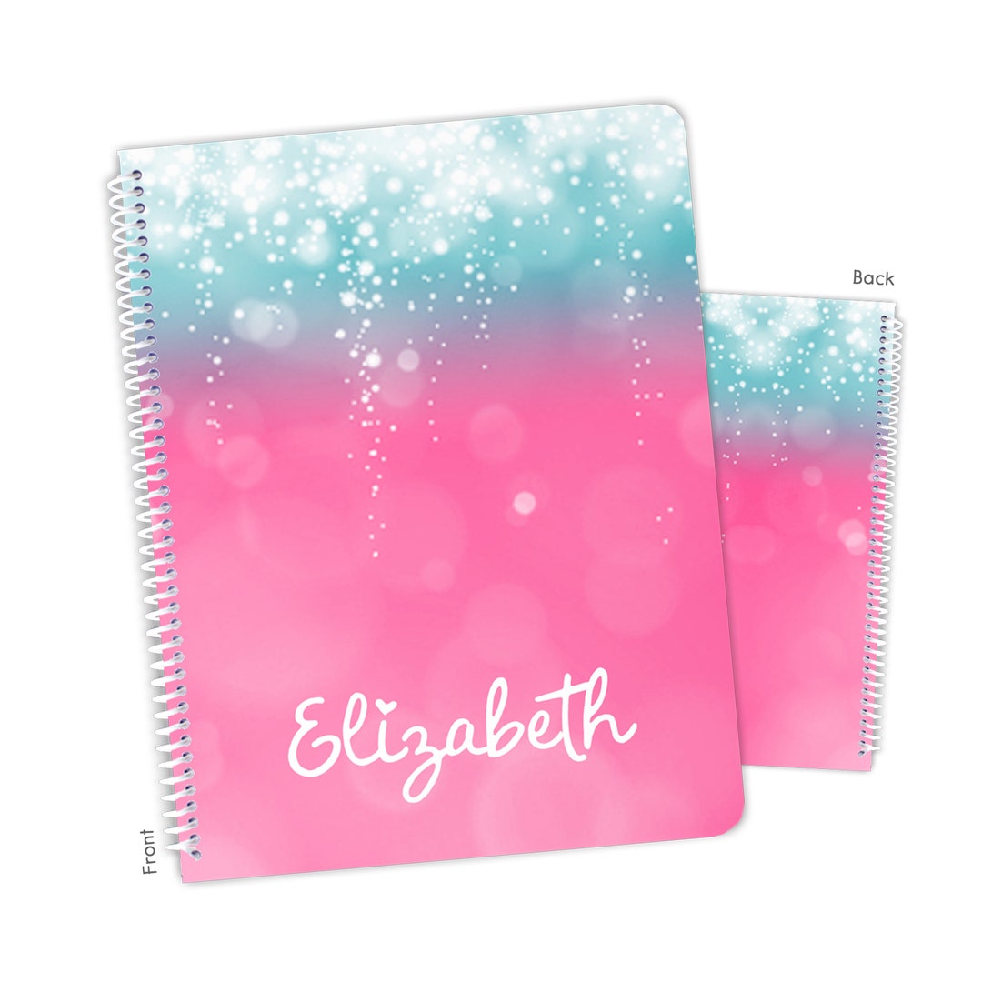 Pink Sparkle Hearts Personalized Notebook Sketchbook • Custom Birthday ...