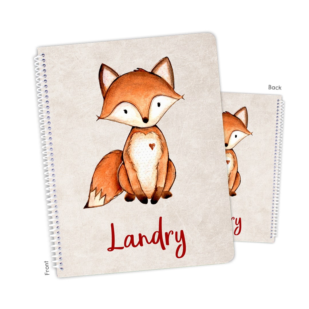 Fox Personalized Notebook Sketchbook • Custom Birthday Gift Back to ...