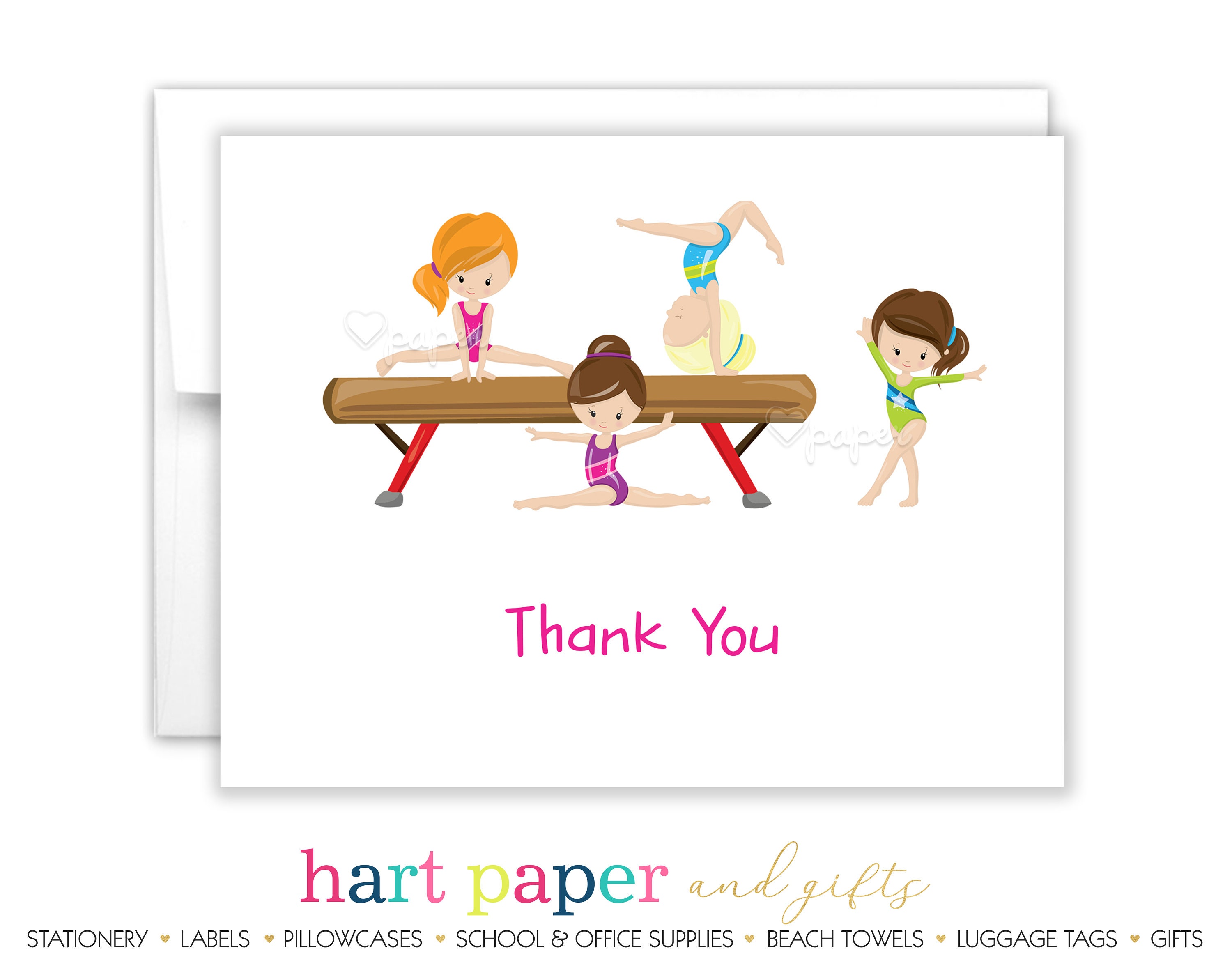 Gymnastics Gym Gymnast Thank You Personalized Cards Folded | Etsy