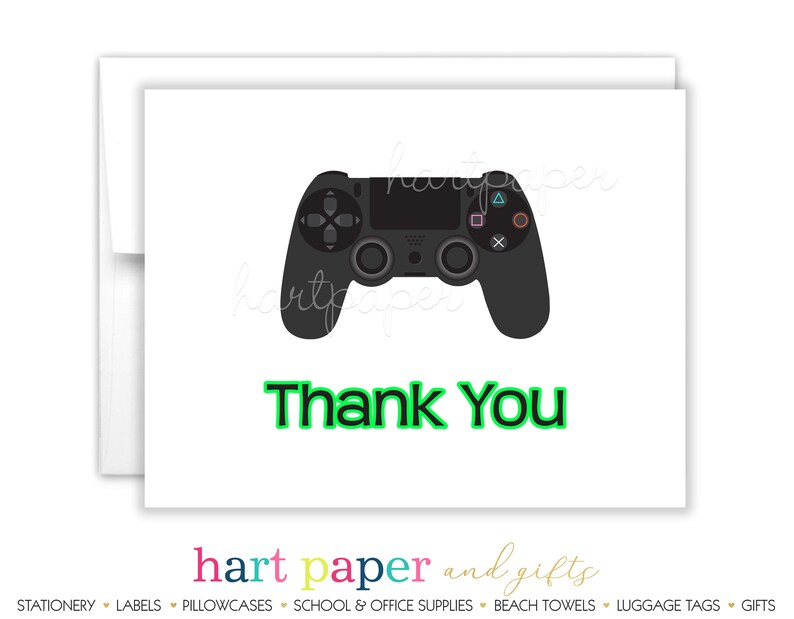 Video Game Gamer Thank You Personalized Cards Folded Flat - Etsy