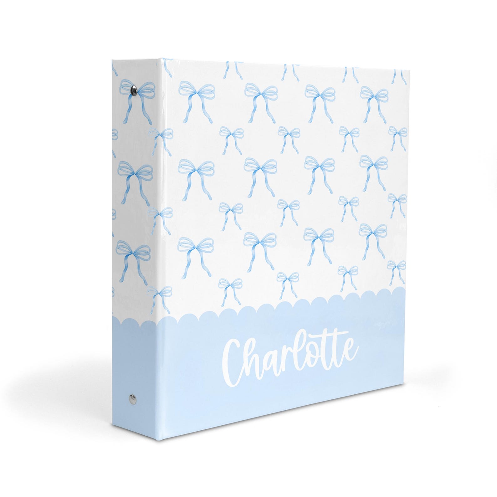 Blue Bow Ribbon Coquette 3 Ring Binder 2" Personalized Custom Gift Back ...