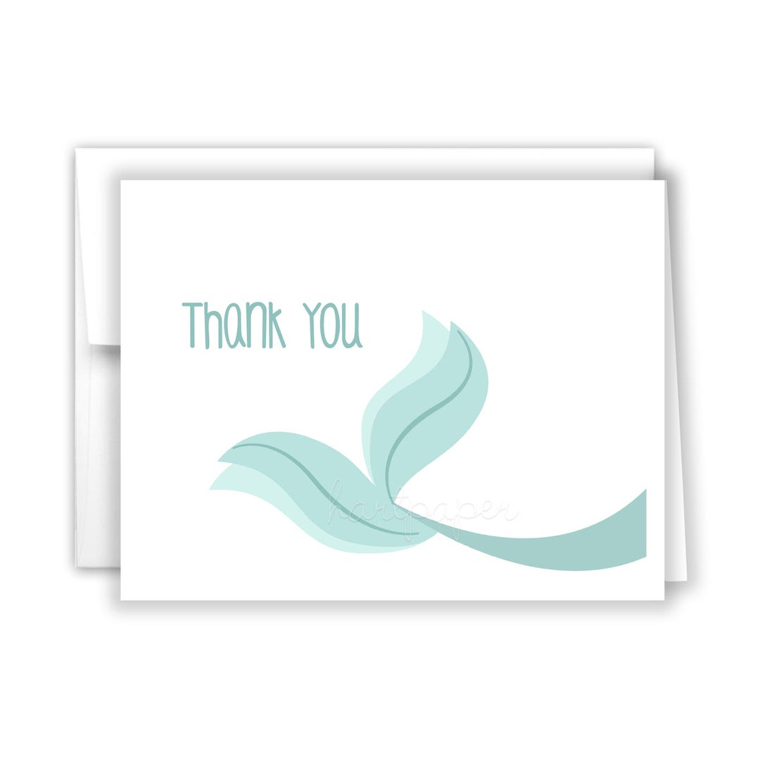 Mermaid Tail Thank You Personalized Cards • Folded Flat Card Stationery ...