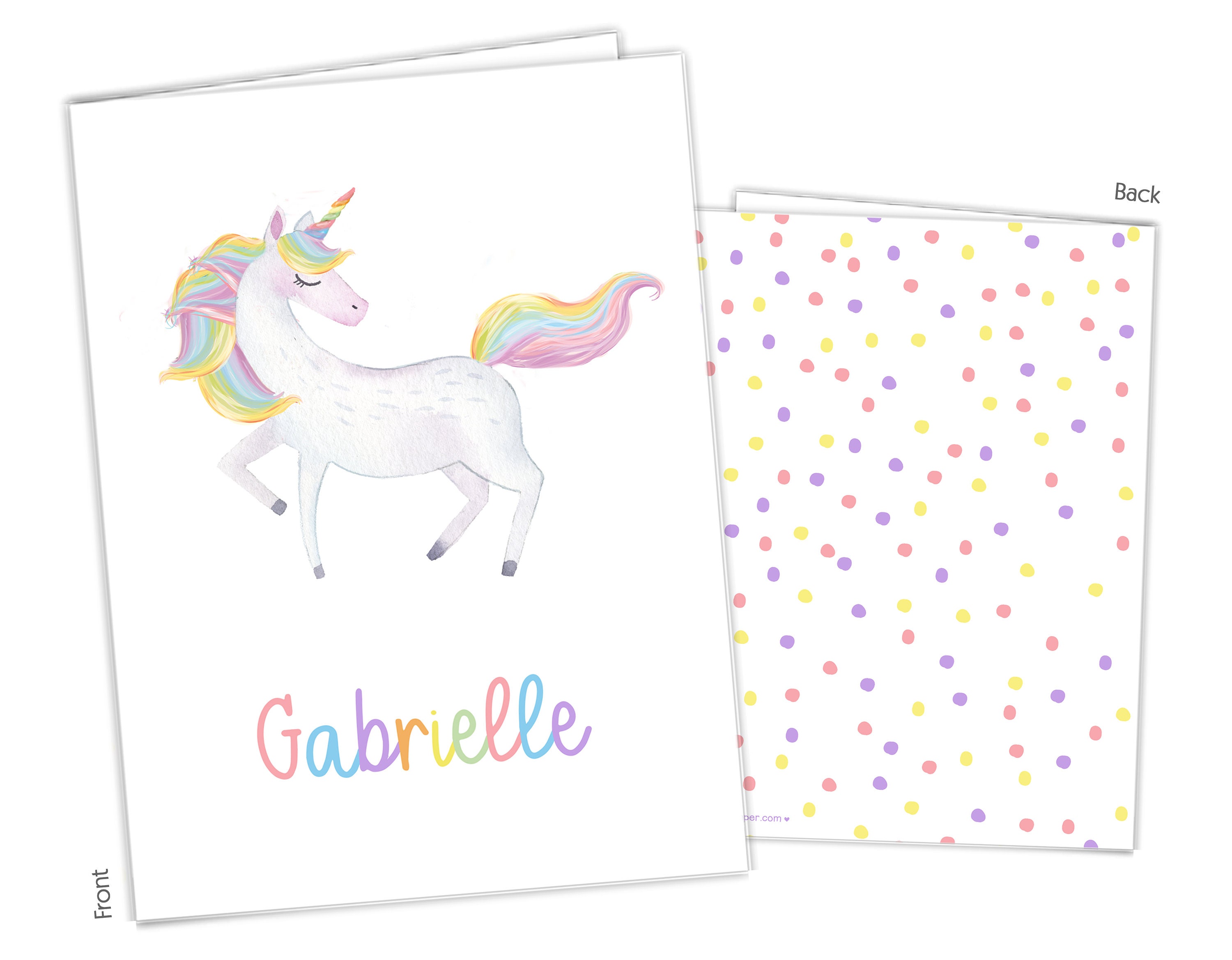 Rainbow Unicorn Personalized Folder 2 Pocket Back to School - Etsy