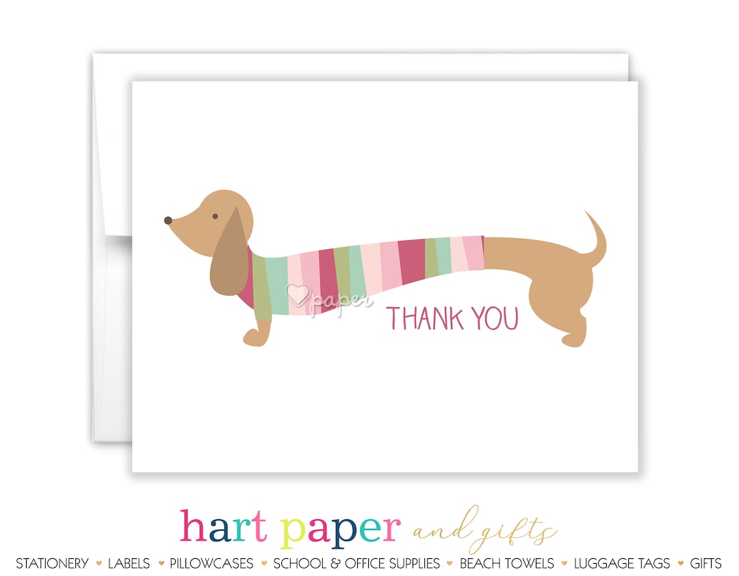 Dachshund Dog Puppy Weiner Doxie Thank You Personalized Cards Flat ...