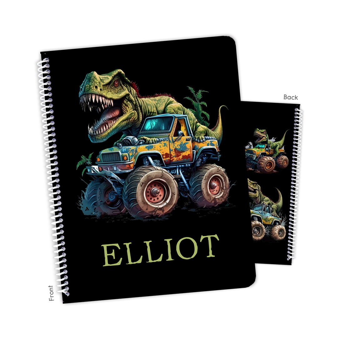 Dinosaur T-rex Monster Truck Personalized Notebook Sketchbook • Custom ...