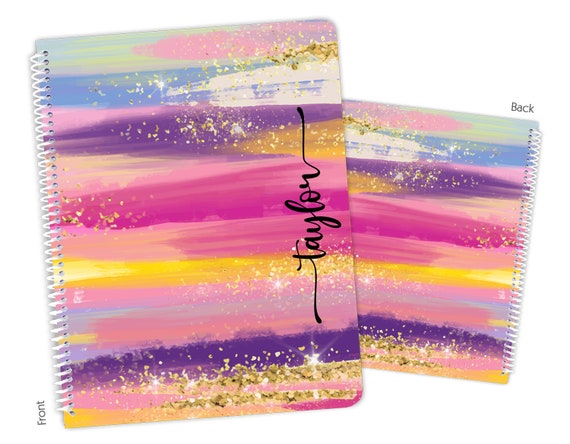 Rainbow Pastel Personalized Notebook Sketchbook Custom - Etsy