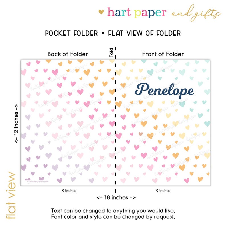 Heart Rainbow Personalized Folder 2 Pocket • Back to School Supplies ...