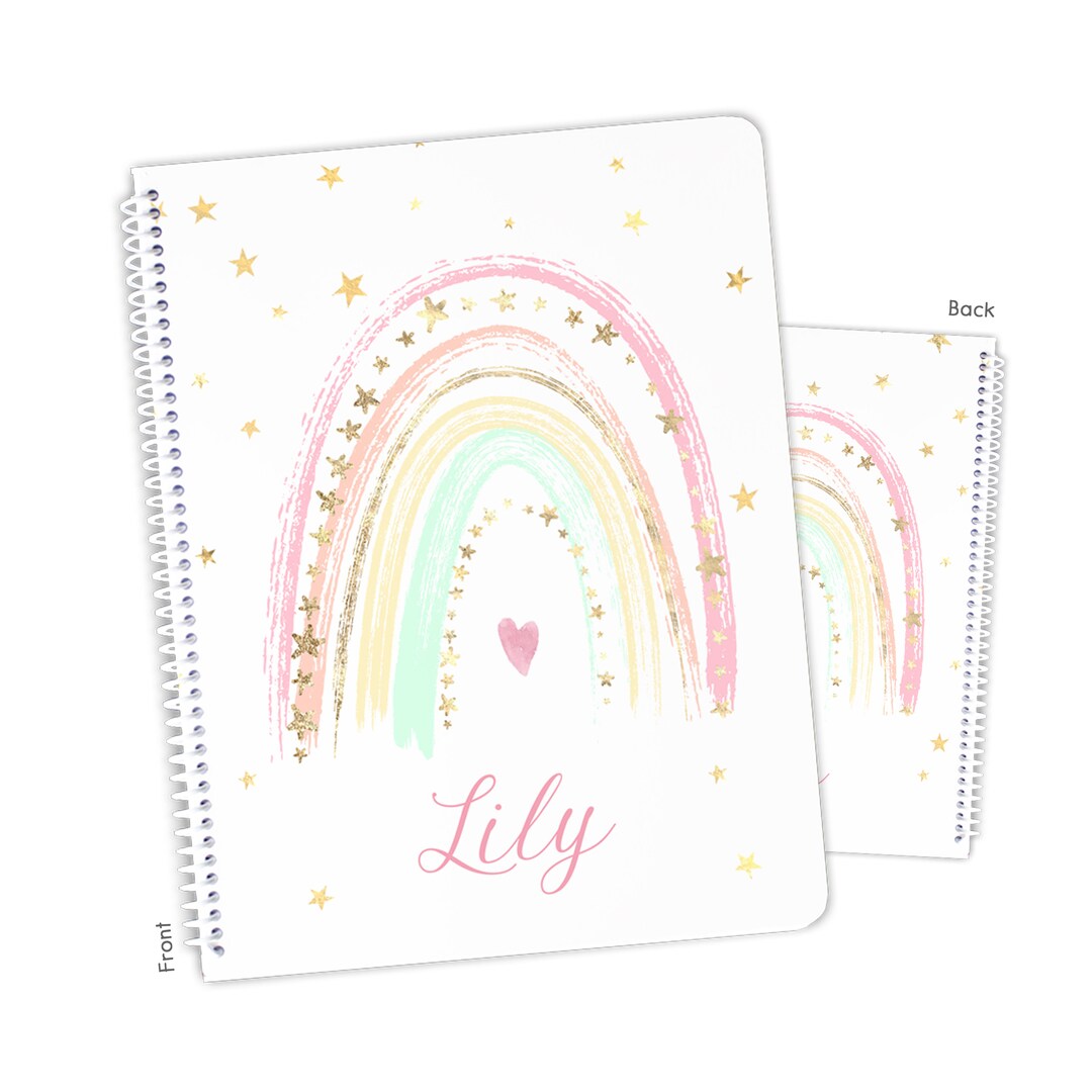 Rainbow Pastel Personalized Notebook Sketchbook • Custom Birthday Gift ...