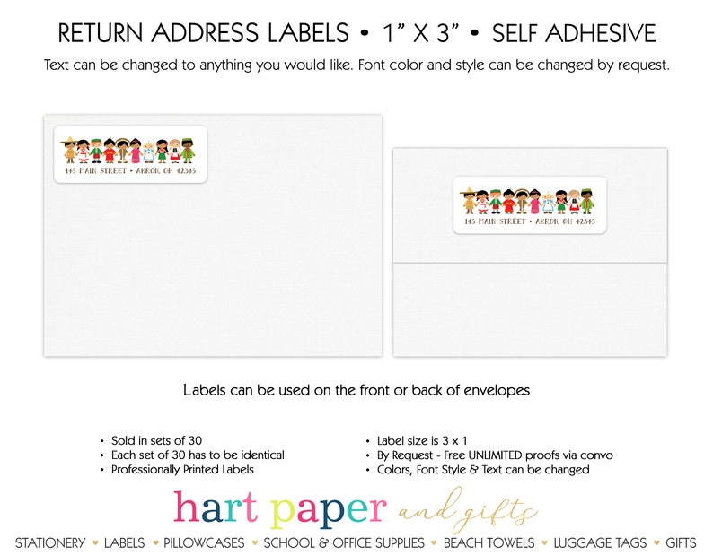 Small Children From Around the World Return Address Labels - Etsy