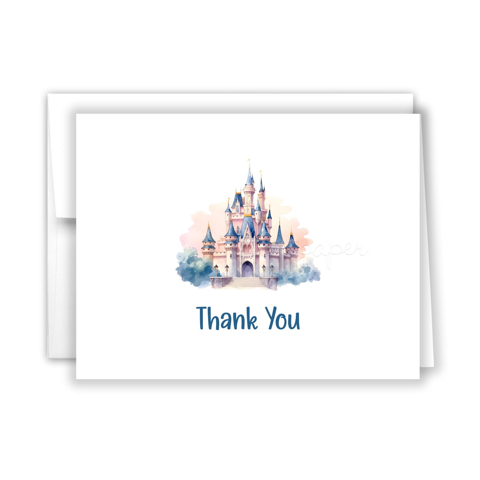Castle Castles Princess Thank You Personalized Cards • Folded Flat Card ...