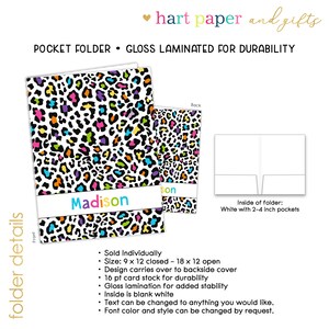 Rainbow Cheetah Animal Print Personalized Folder 2 Pocket Back to ...