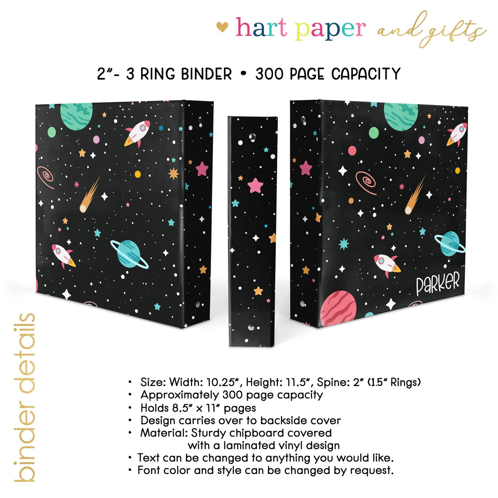 Planets Outer Space Galaxy Space Sky Stars 3 Ring Binder 2 ...