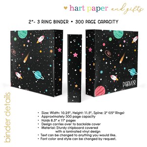 Planets Outer Space Galaxy Space Sky Stars 3 Ring Binder 2 Personalized ...