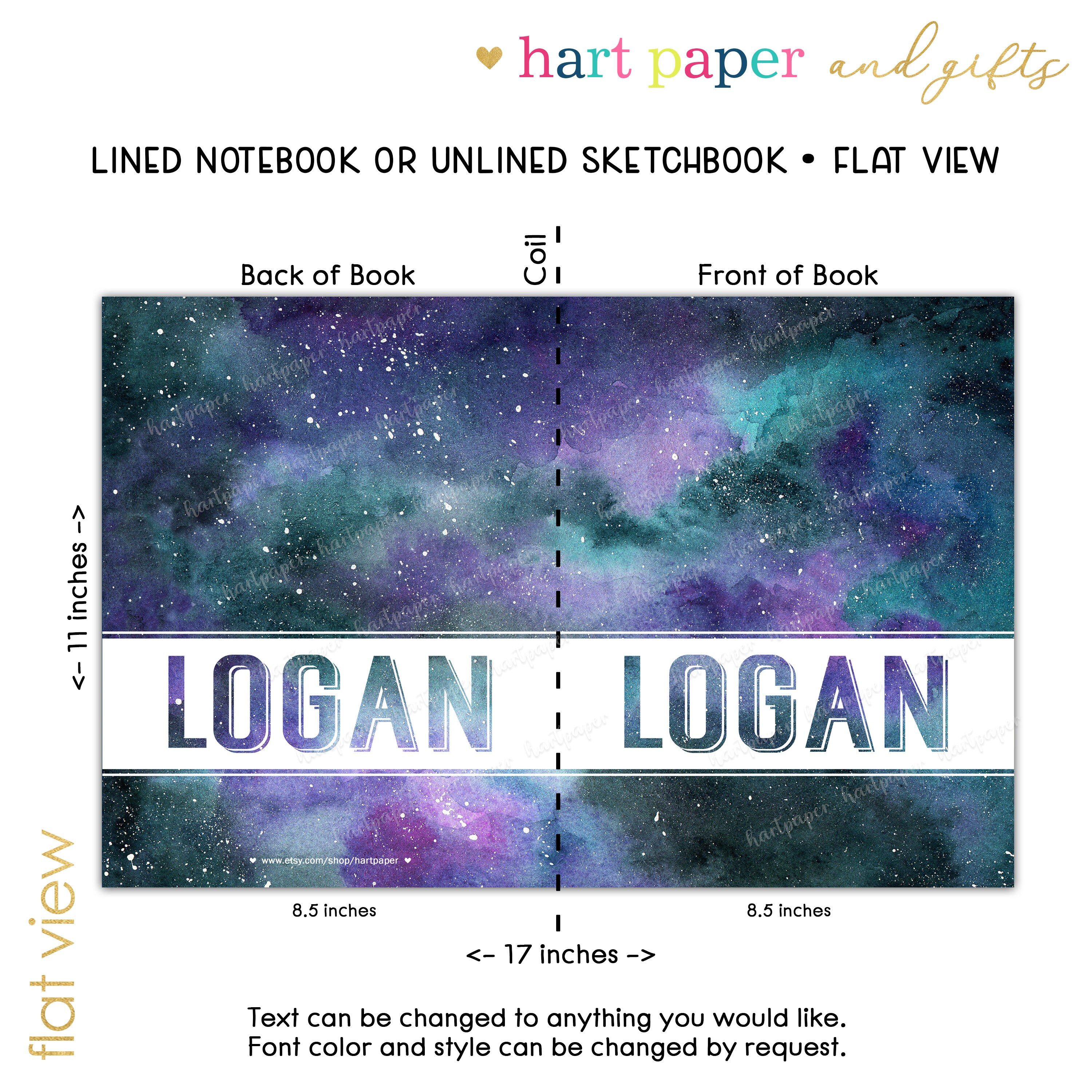 Galaxy Space Stars Personalized Notebook Sketchbook • Custom Birthday ...