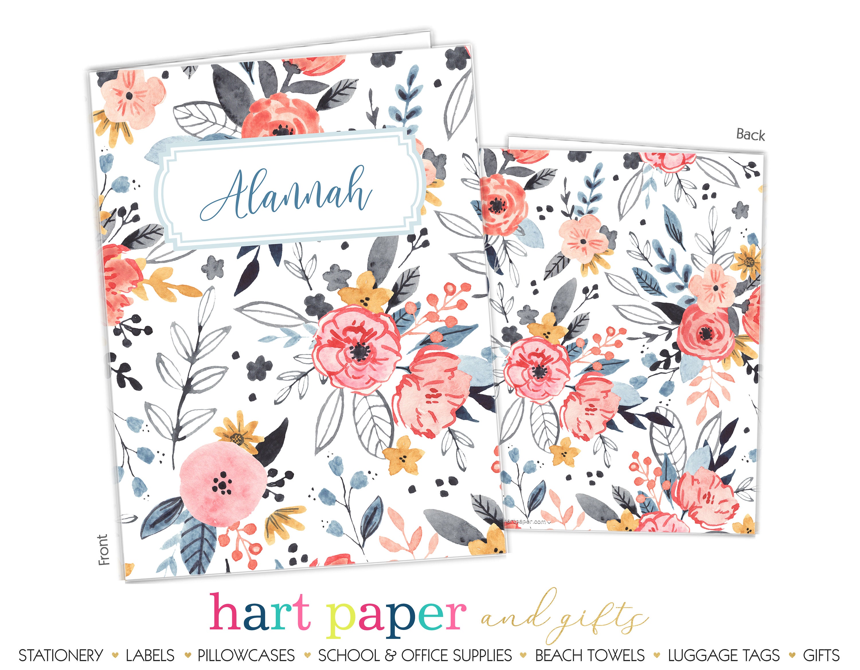 Flowers Personalized Folder 2 Pocket Back to School Supplies | Etsy