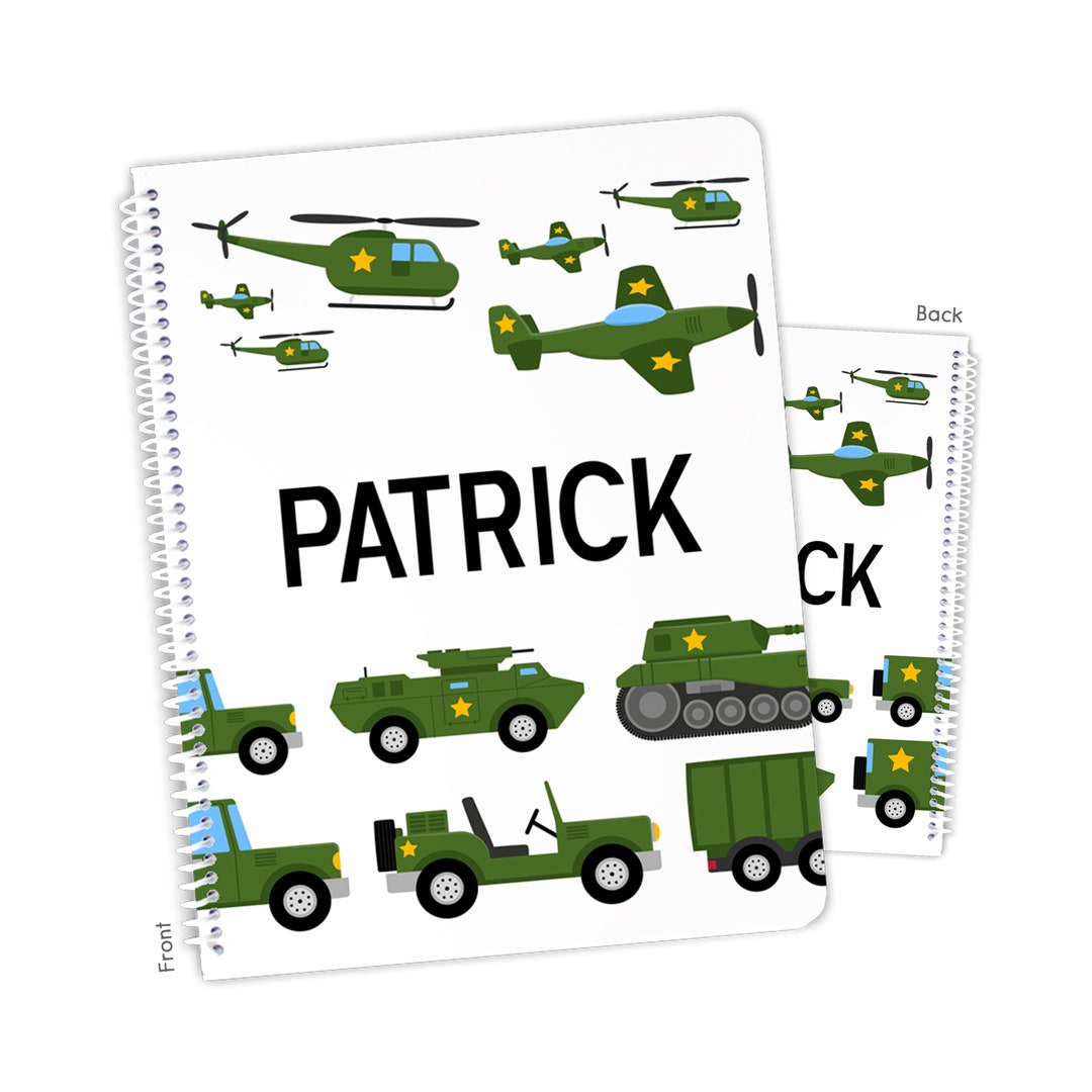 Military Trucks Army Airplane Personalized Notebook Sketchbook Custom ...