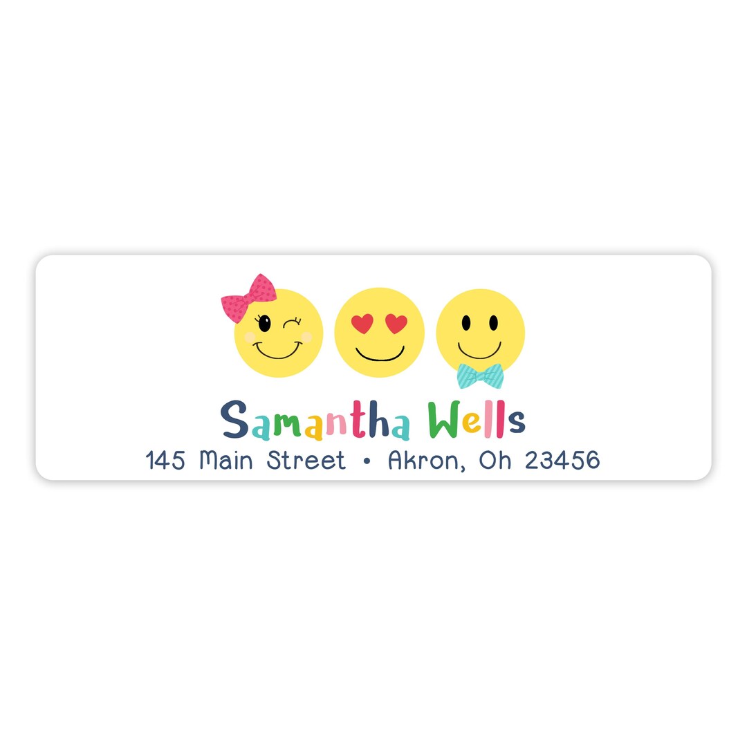 Emoji Emoticon Return Address Labels • Personalized Custom Printed ...