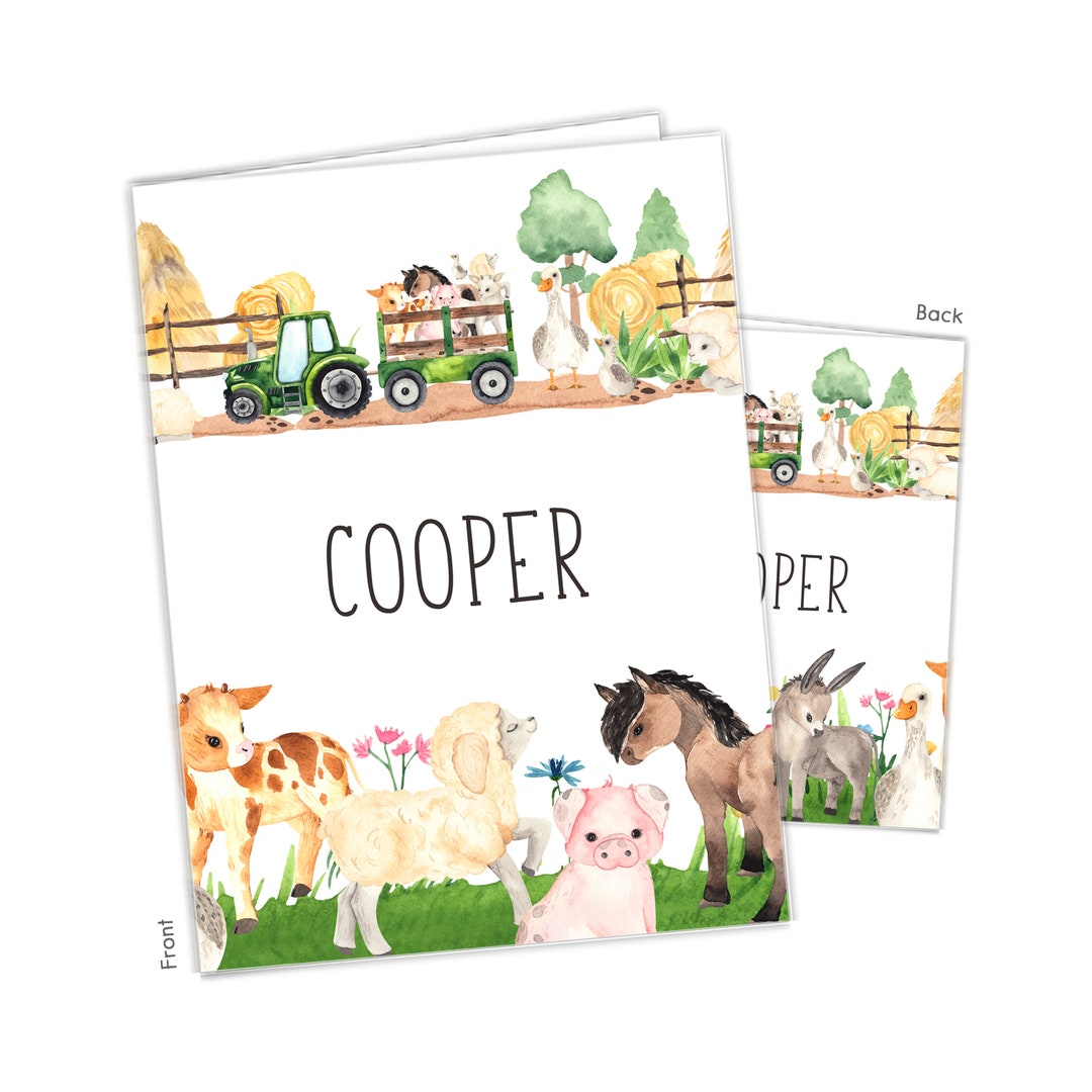 Farm Animals Cow Pig Personalized Folder 2 Pocket Back to School ...