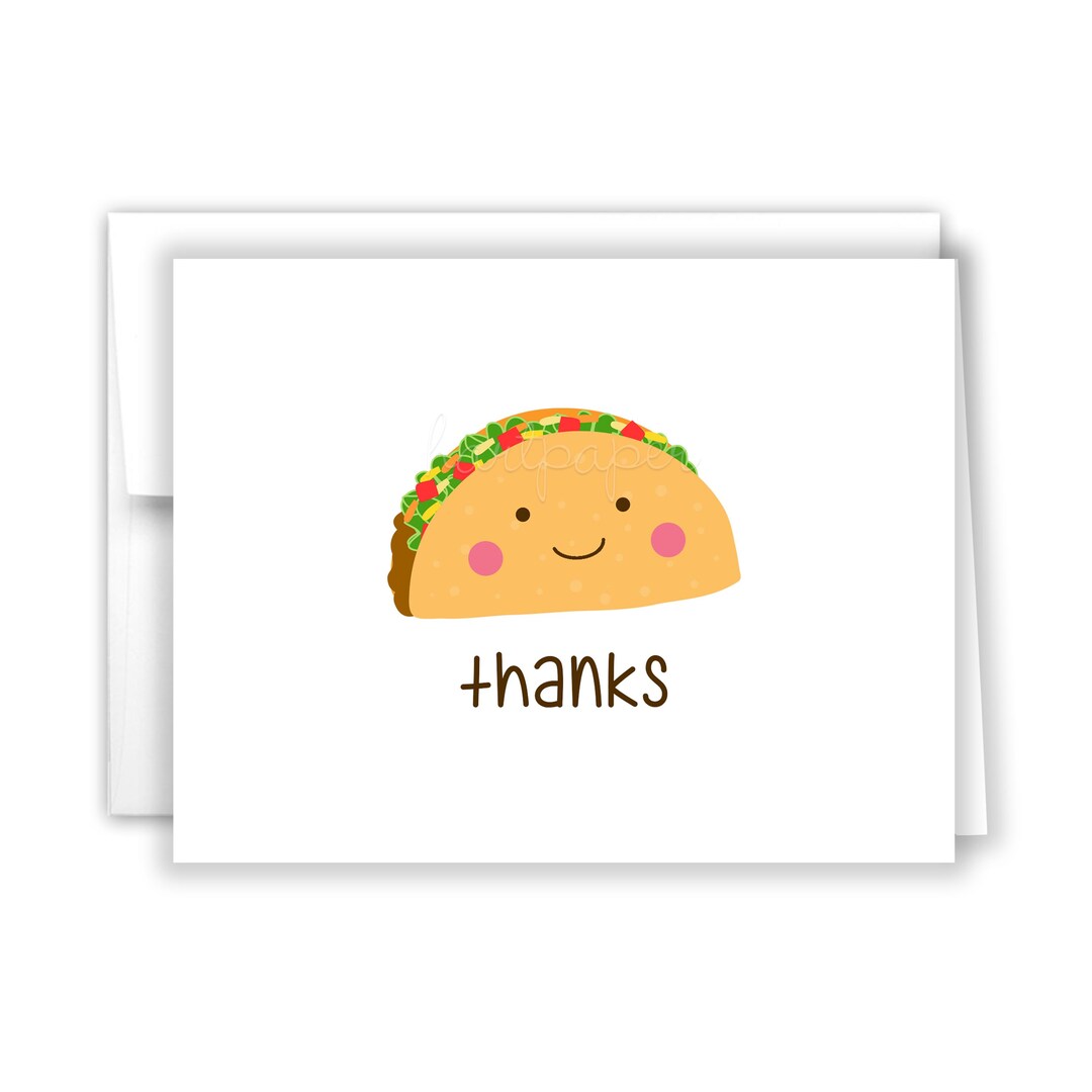 Taco Gracias Fiesta Food Thank You Personalized Cards • Folded Flat ...