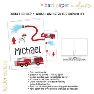 Firetruck Fire Truck Personalized Folder 2 Pocket Back to - Etsy