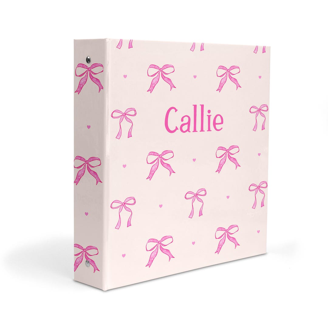 Pink Bow Bows Ribbon Coquette 3 Ring Binder 2" Personalized Custom Gift ...