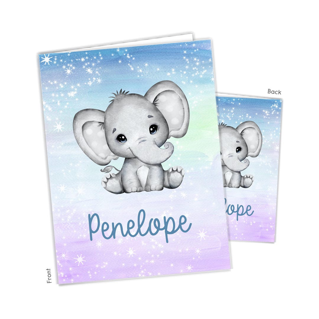Rainbow Elephant Personalized Folder 2 Pocket • Back to School Supplies ...